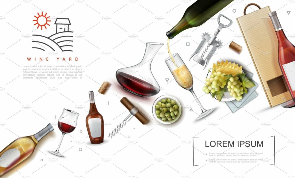 Realistic wine elements composition – MasterBundles