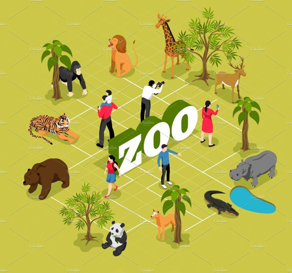 Zoo isometric flowchart – MasterBundles
