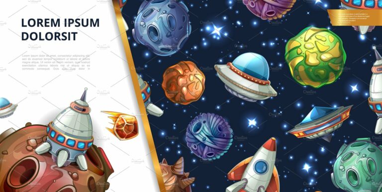 Cartoon colorful space concept – MasterBundles