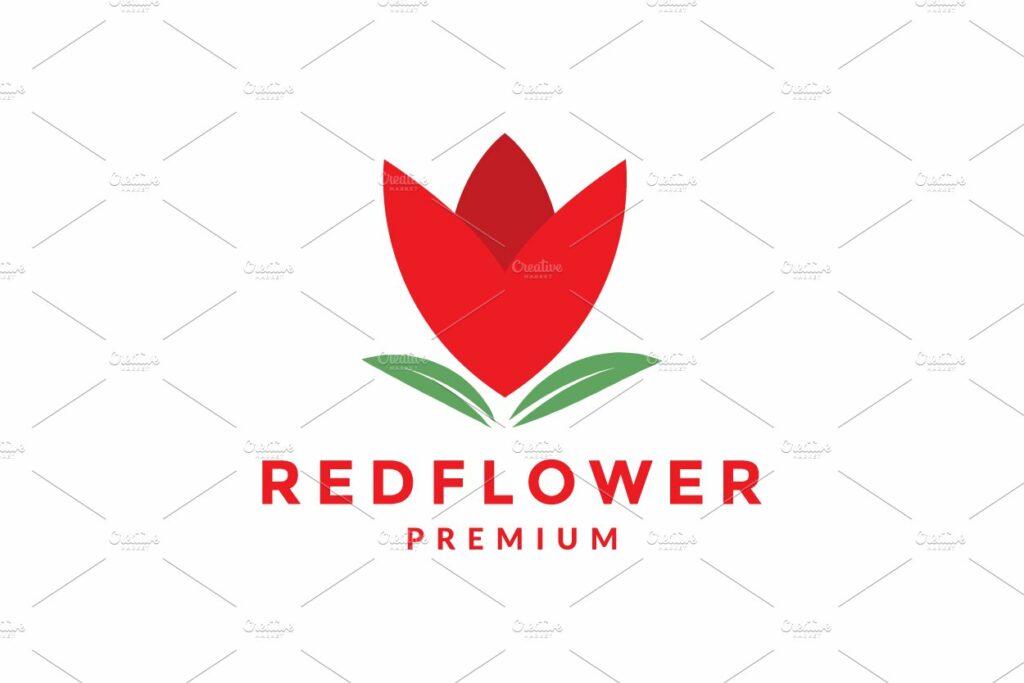 abstract red flower red lily logo – MasterBundles