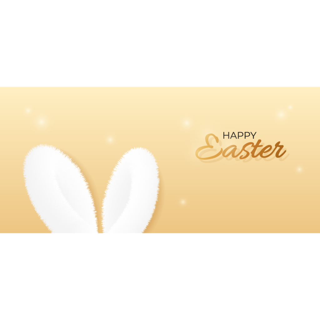 Happy Easter Web Banner Templates with Cute Cartoon Rabbit Ears