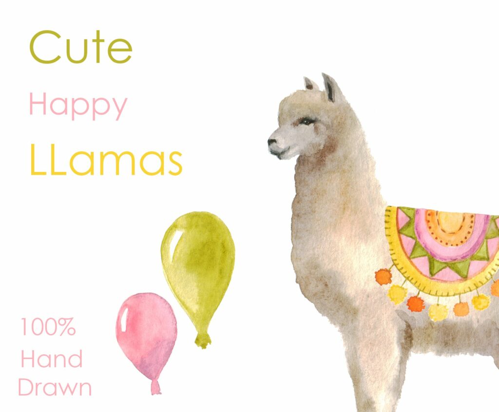 Watercolor Clipart. Llama Summer – MasterBundles