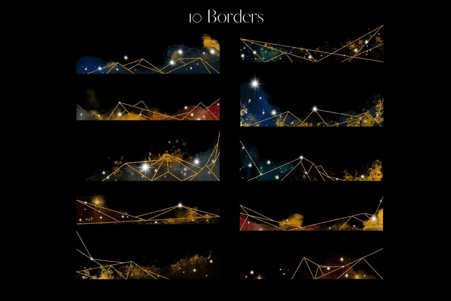 Galaxy and Gold Glitter Geo Borders – MasterBundles
