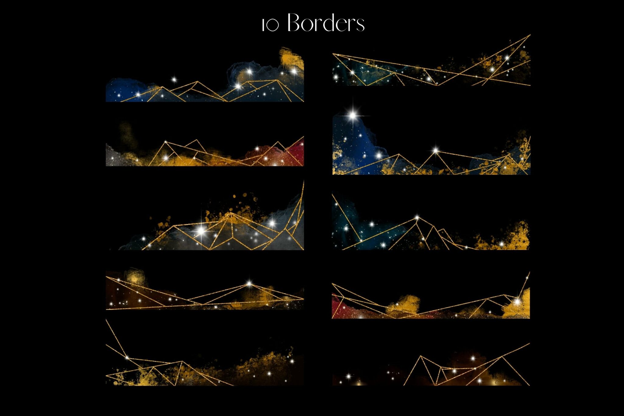Galaxy and Gold Glitter Geo Borders – MasterBundles