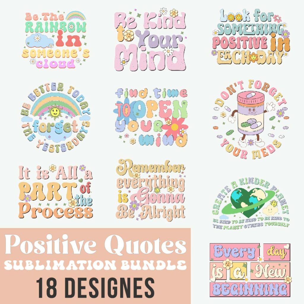 Positive Quotes Sublimation Bundle - MasterBundles