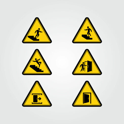 Collection caution and warning sign graphic design vector illustration ...