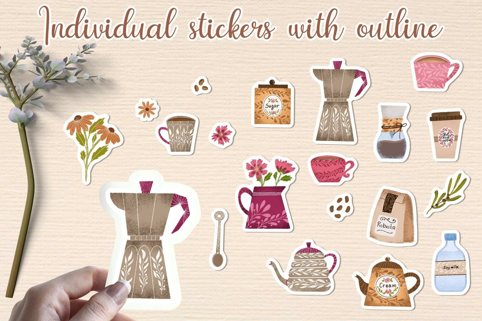 Coffee aesthetic sticker pack - MasterBundles