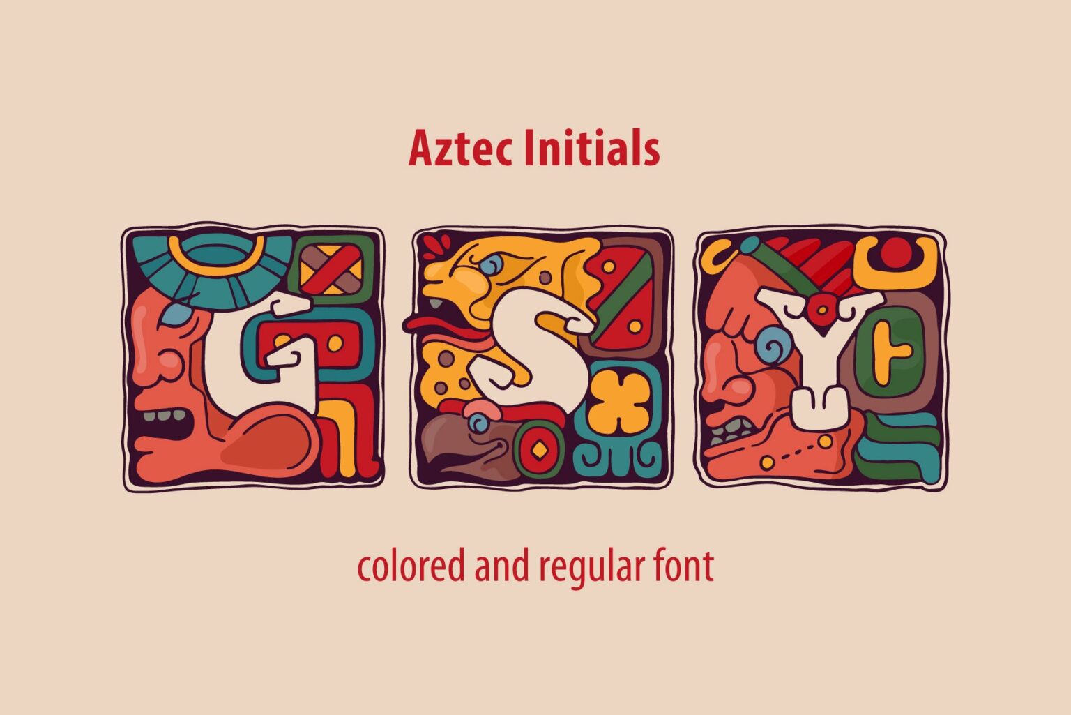 Aztec Initials Colored font – MasterBundles