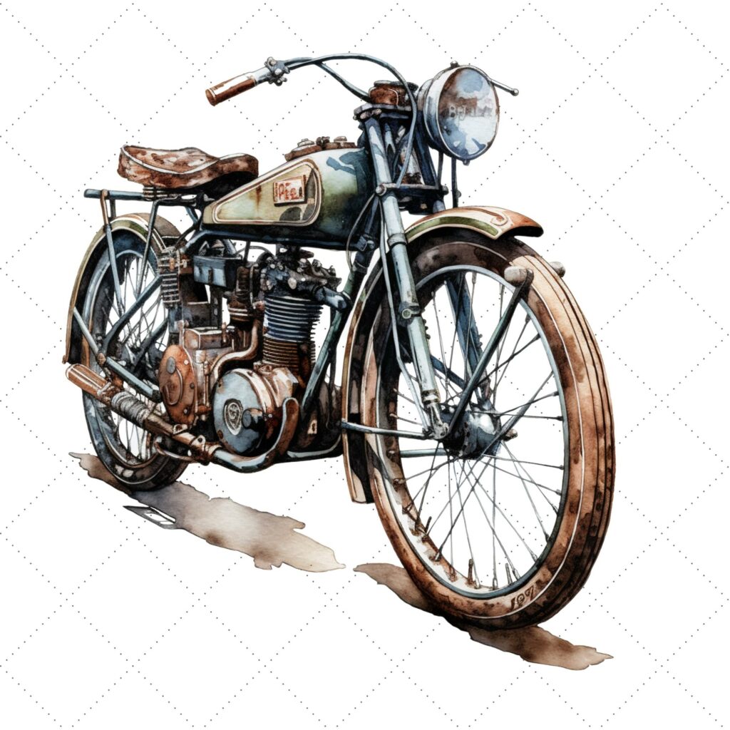 Vintage motorcycle Watercolor Clipart Bundle, Transparent - MasterBundles
