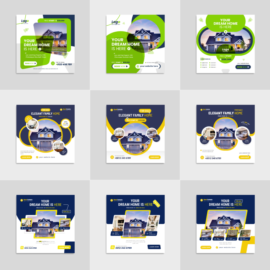 Social media posts Template for real estate agents - MasterBundles