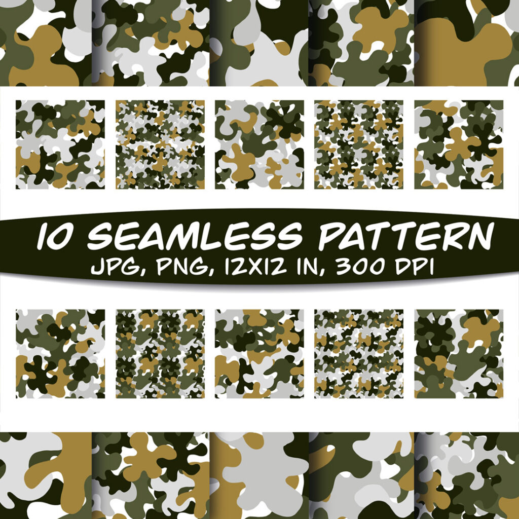 Camouflage Seamless Pattern 10 Army Print Png, Jpg, Camo Digital Paper ...