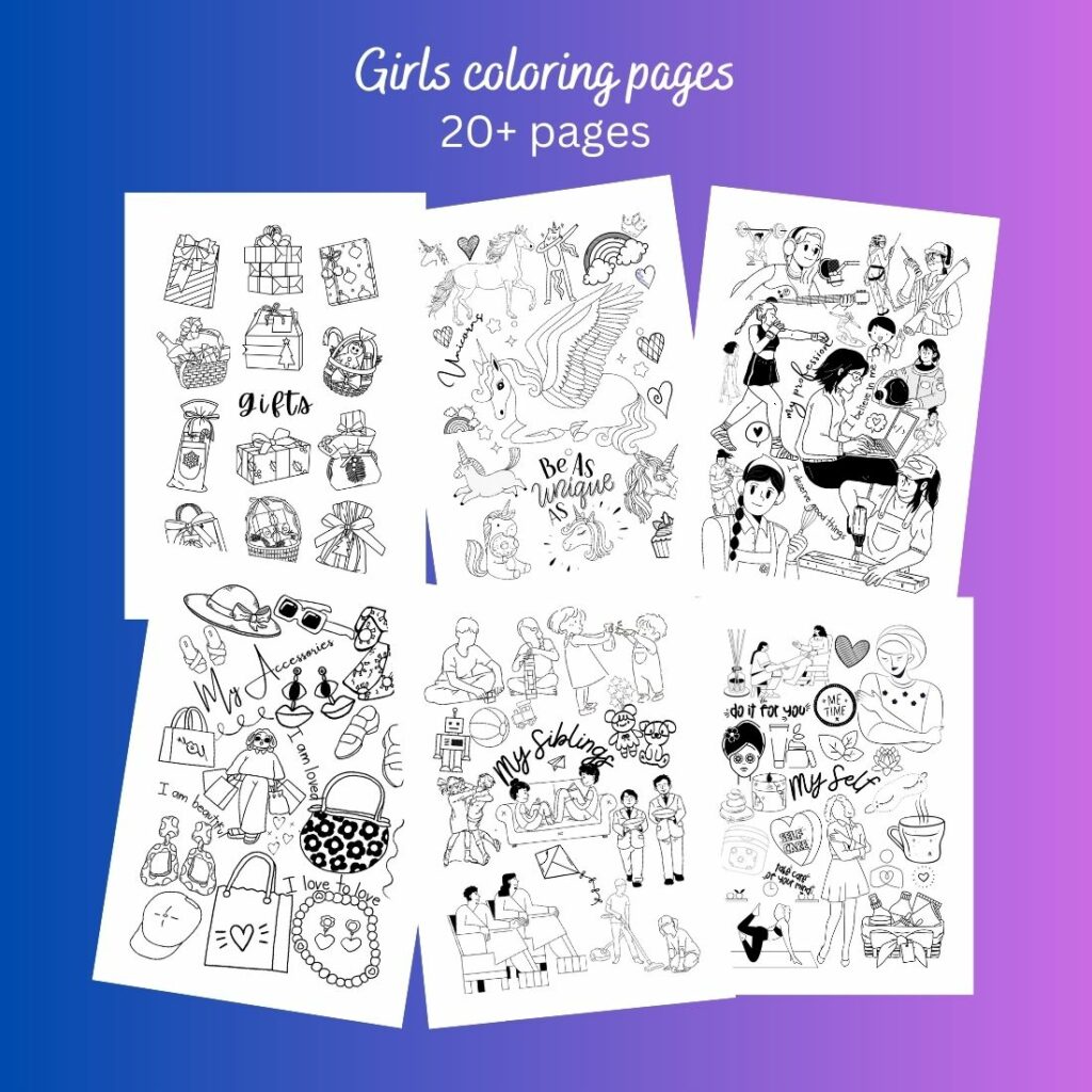 Coloring pages for girls - MasterBundles