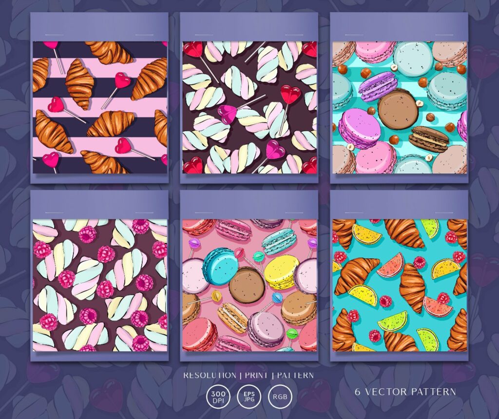 Vector patterns. Macaron, candy – MasterBundles