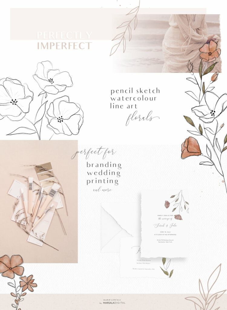 Floral Pencil Sketch Fine Art Bundle – MasterBundles