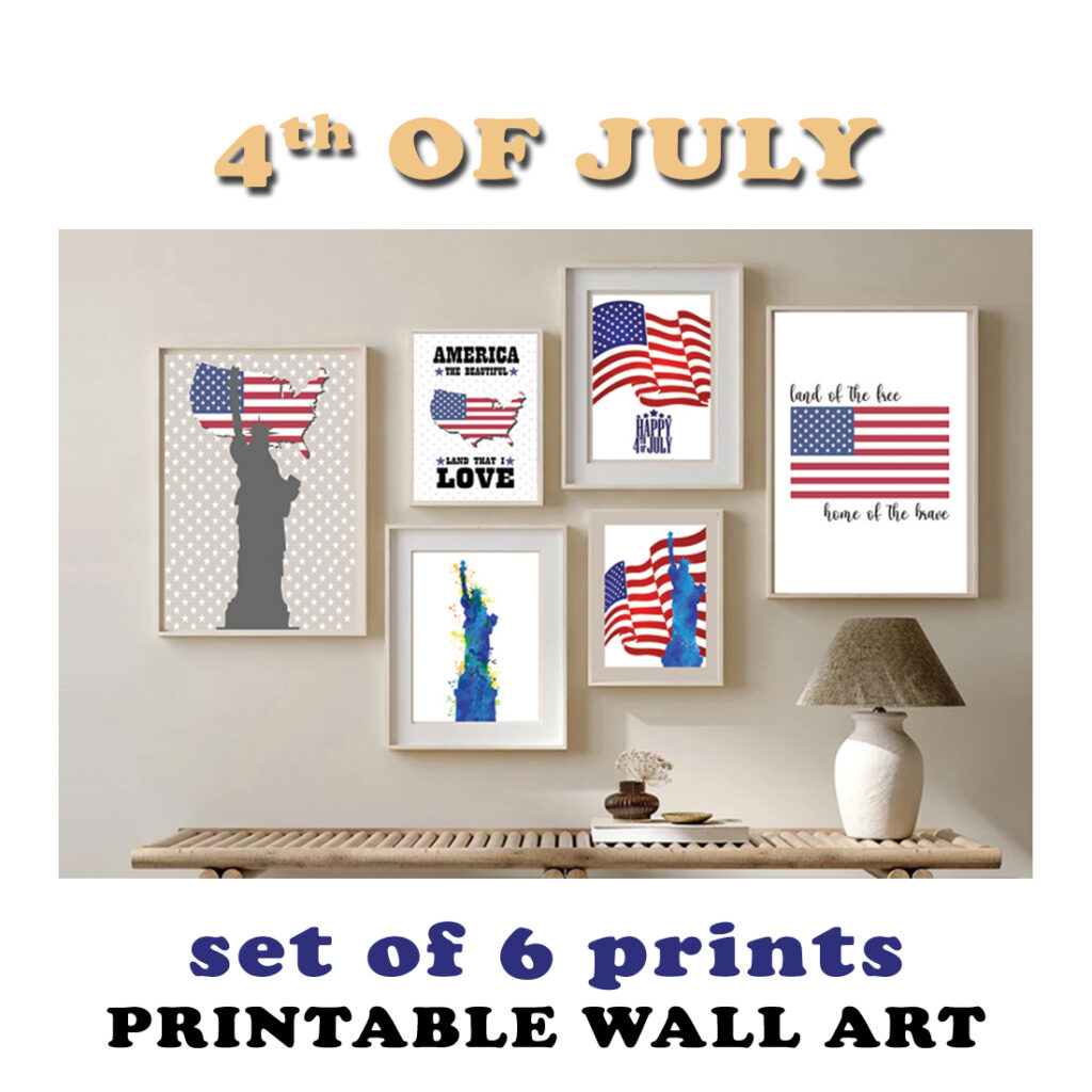 4TH of july printable wall art -set of 6 prints-Printable wall art ...