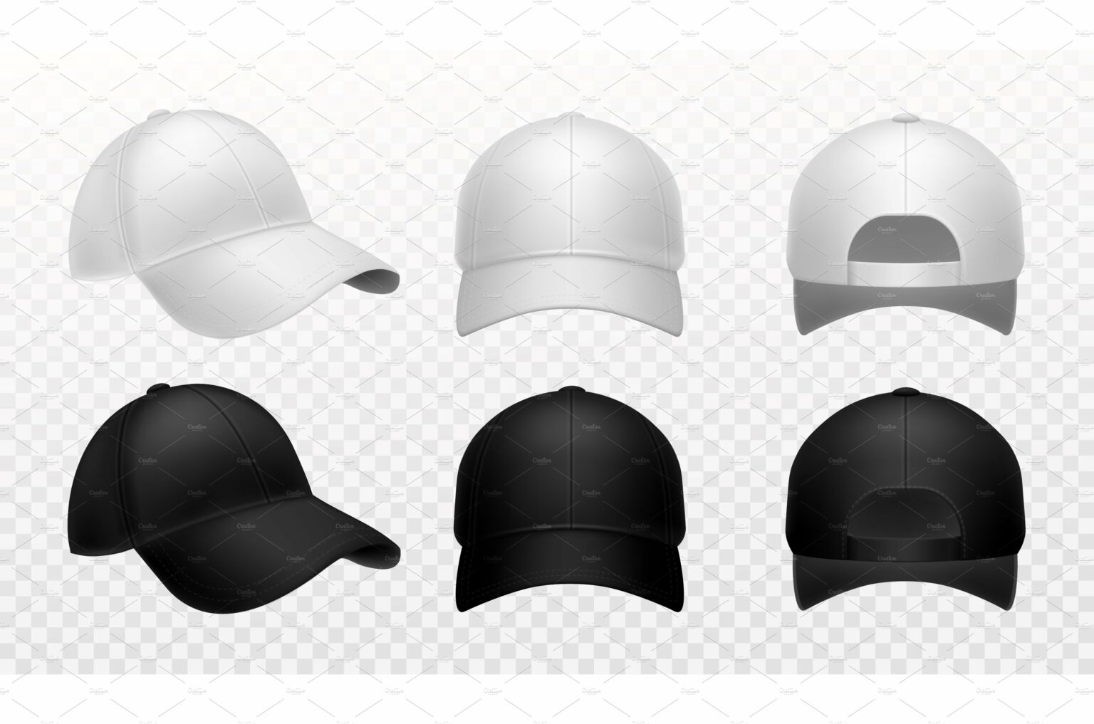 Baseball cap. Realistic black and – MasterBundles