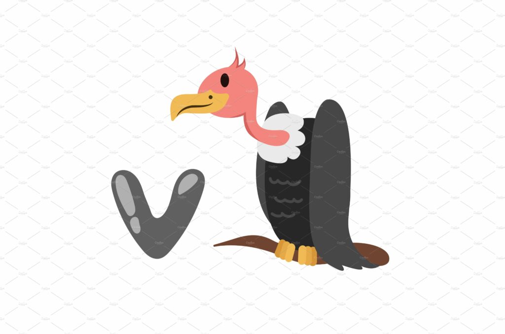 Concept Alphabet V vulture bird – MasterBundles