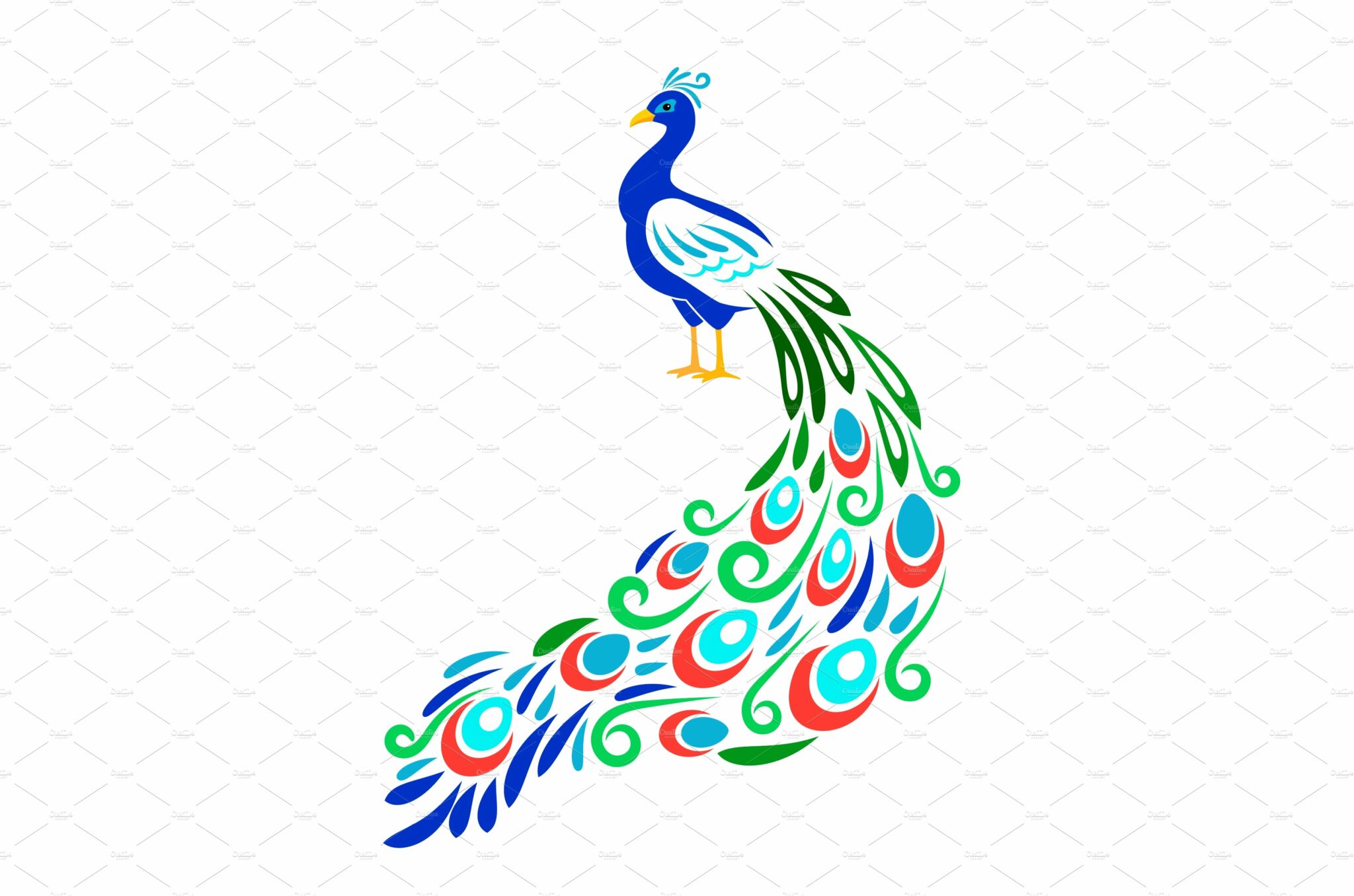 Stylized peacock. Color ornament – MasterBundles