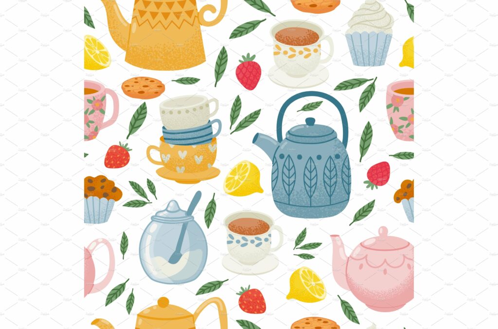 Decorative tea time seamless pattern – MasterBundles