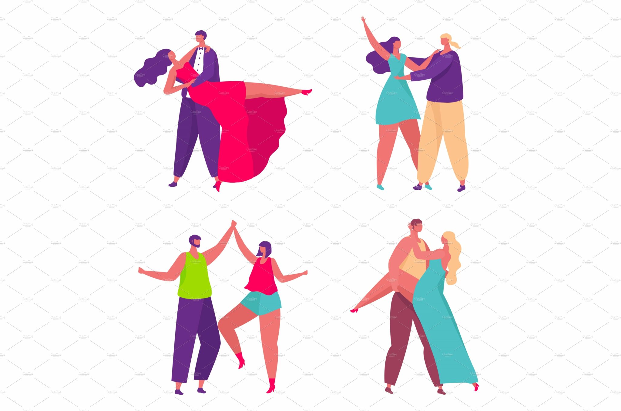 Cartoon couple dancing. Female and – MasterBundles