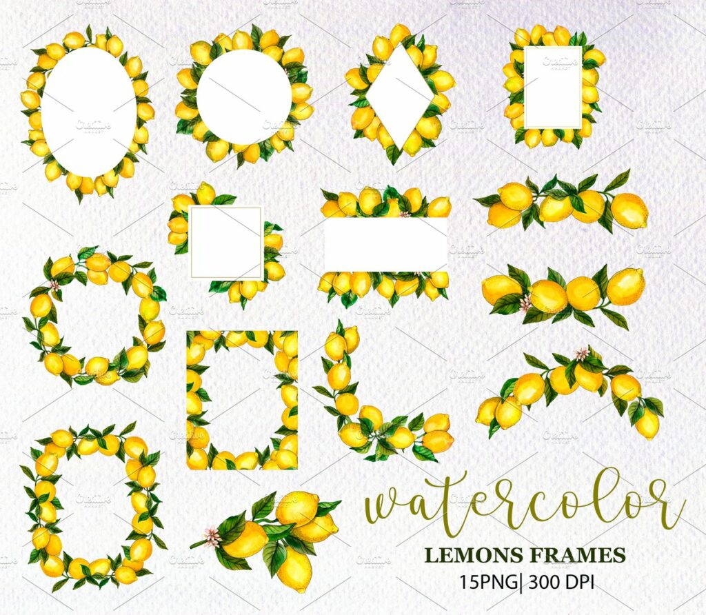 Watercolor Lemons Collection – MasterBundles