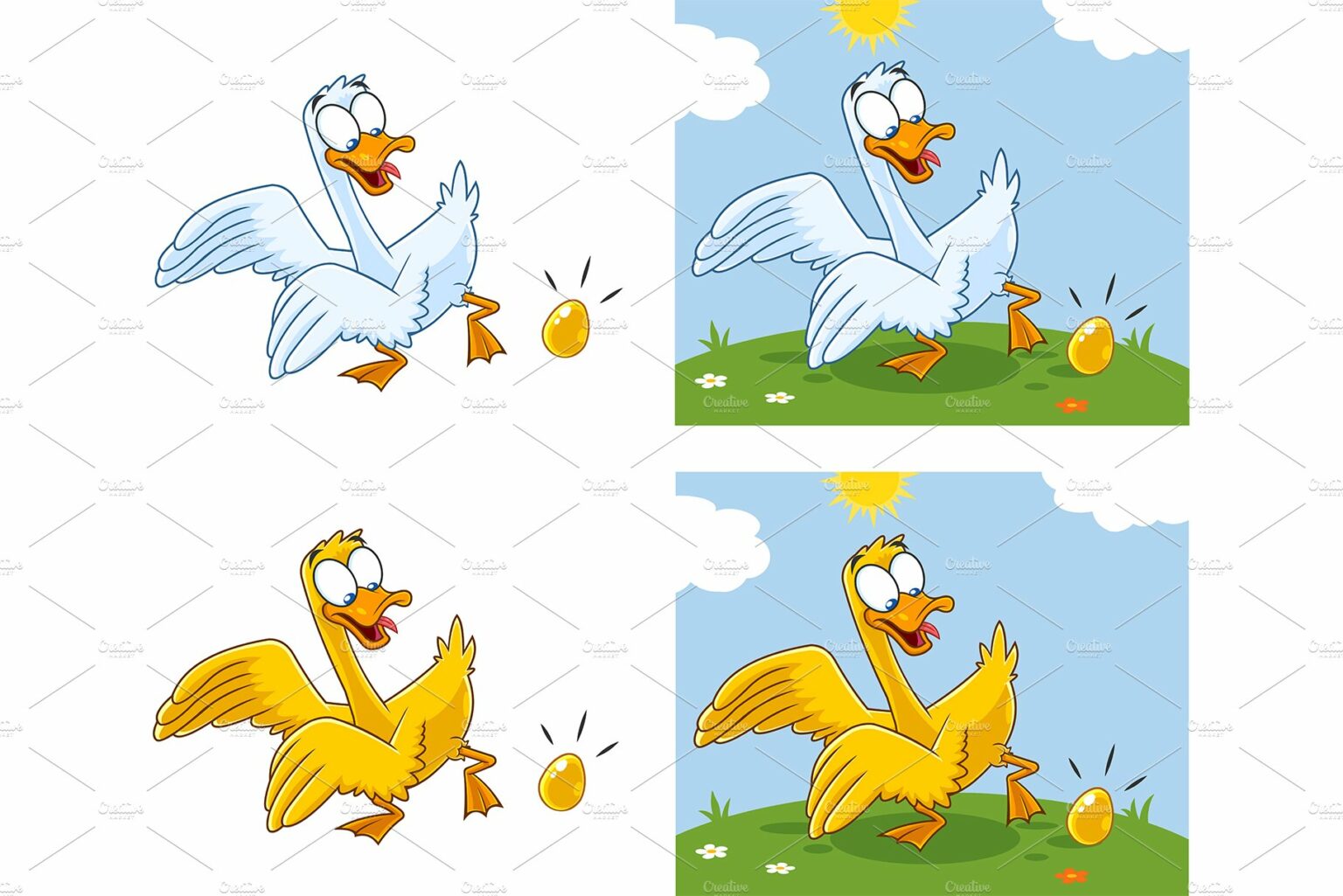 Goose Cartoon Characters With Egg – MasterBundles