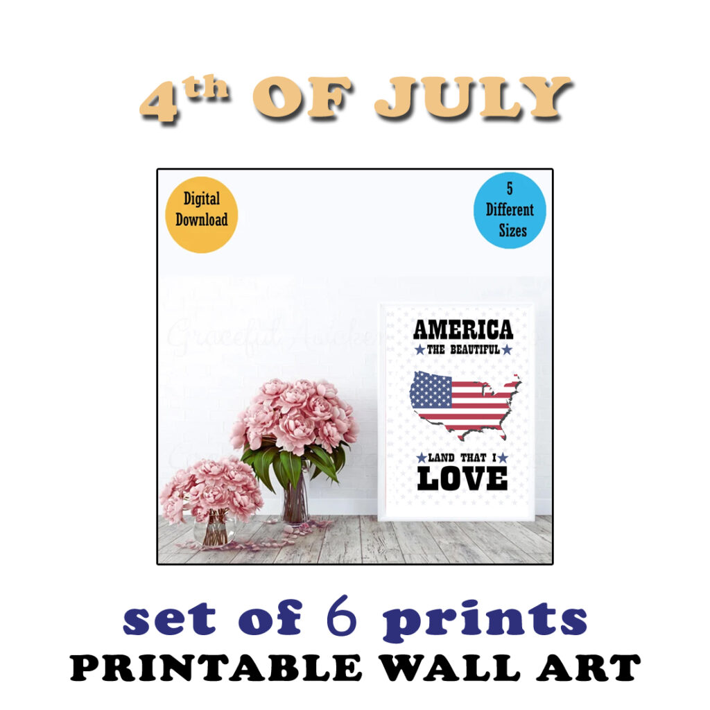 4TH of july printable wall art -set of 6 prints-Printable wall art ...