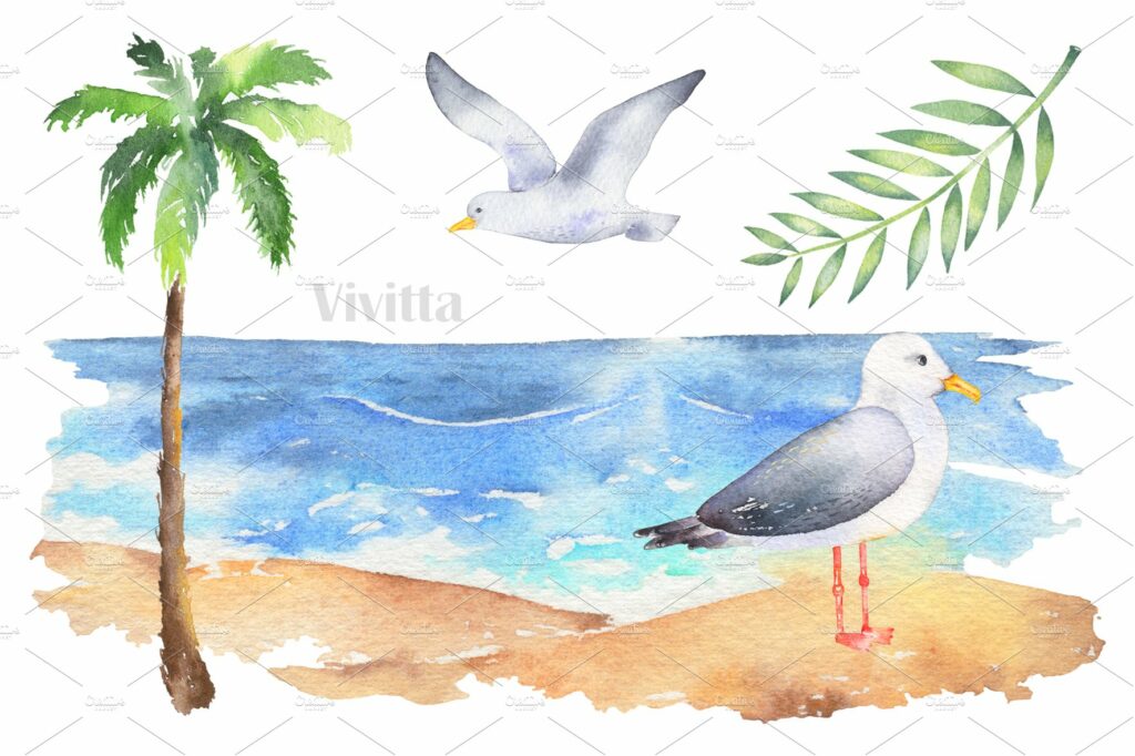 Surfing watercolor clipart set – MasterBundles