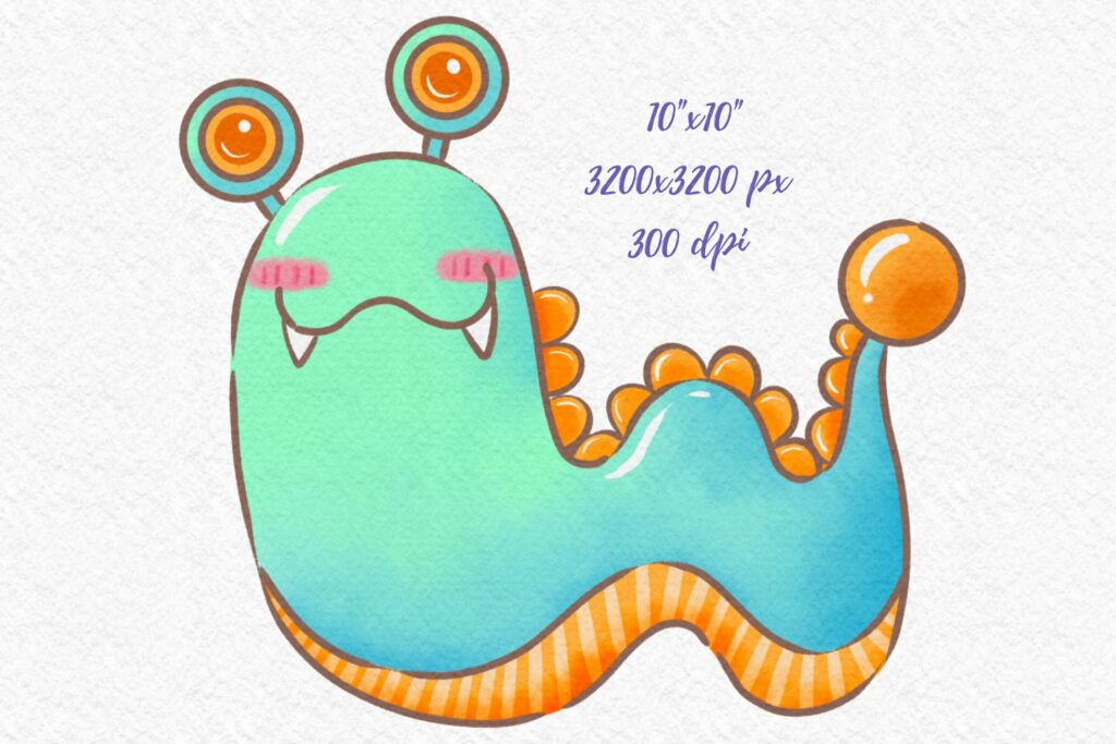 Little Monster watercolor clipart – MasterBundles