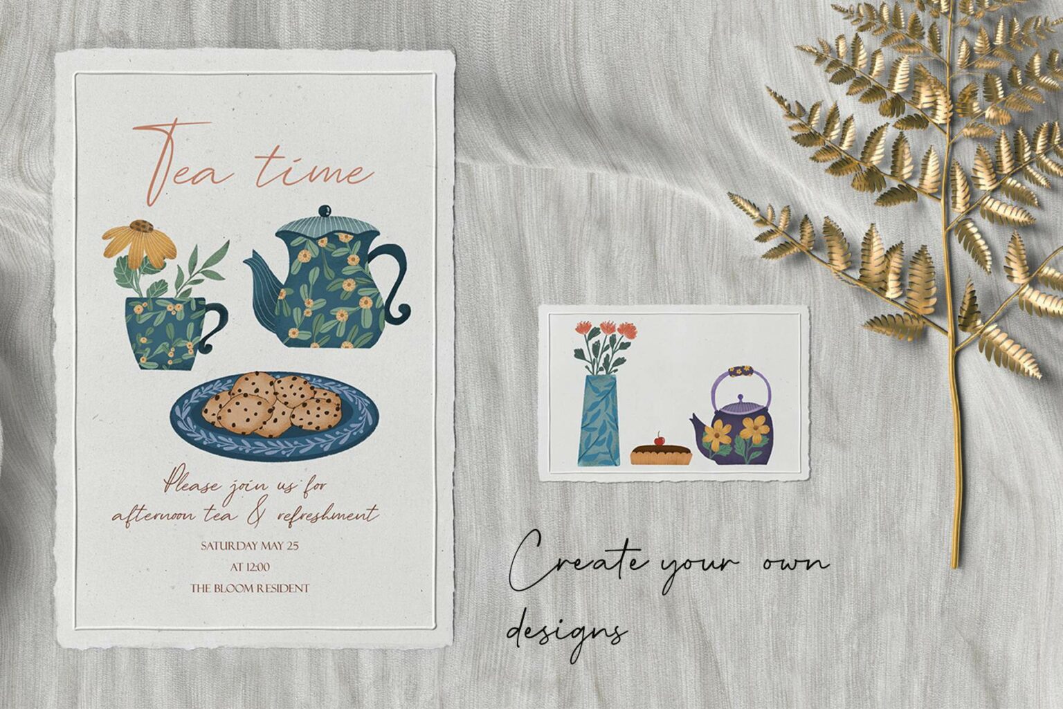 Morning tea clipart, patterns, premade posters set - MasterBundles