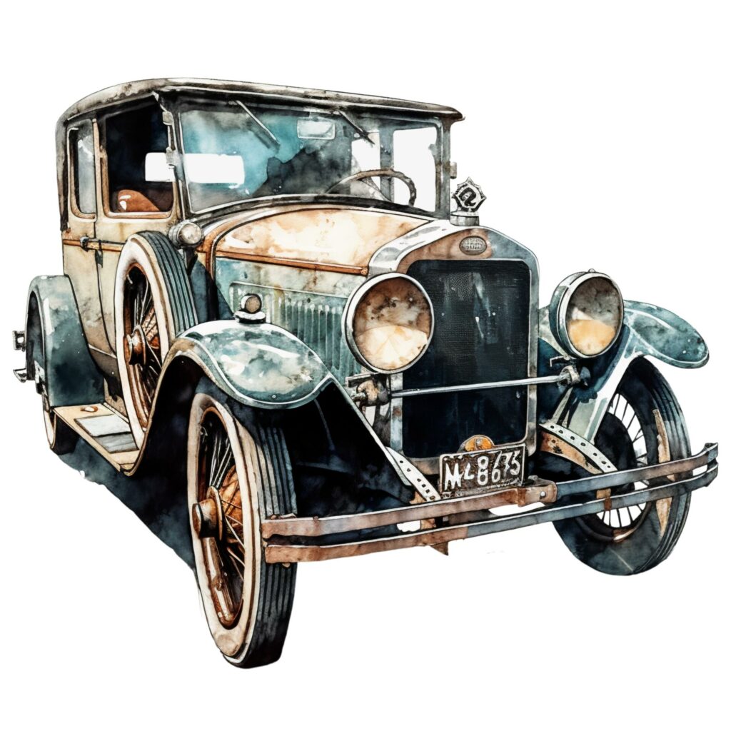 Vintage Car Watercolor Clipart Bundle, Classic Car, Vintage Automobile ...