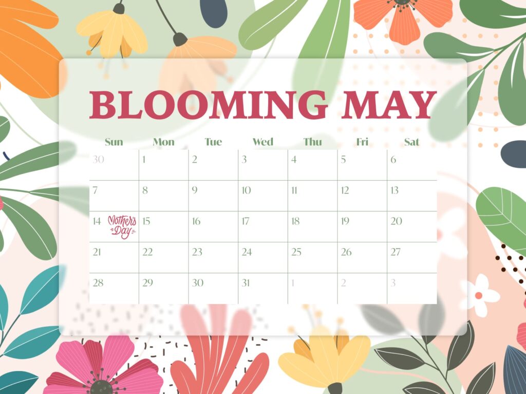Free Blooming May Calendar – MasterBundles