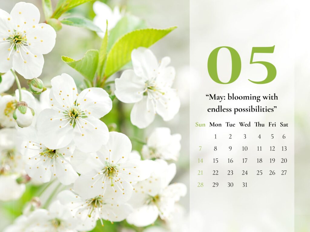 Free Cherry Blossom May Calendar – MasterBundles