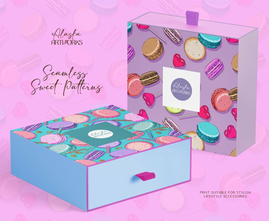 Vector patterns. Macaron, sweets – MasterBundles