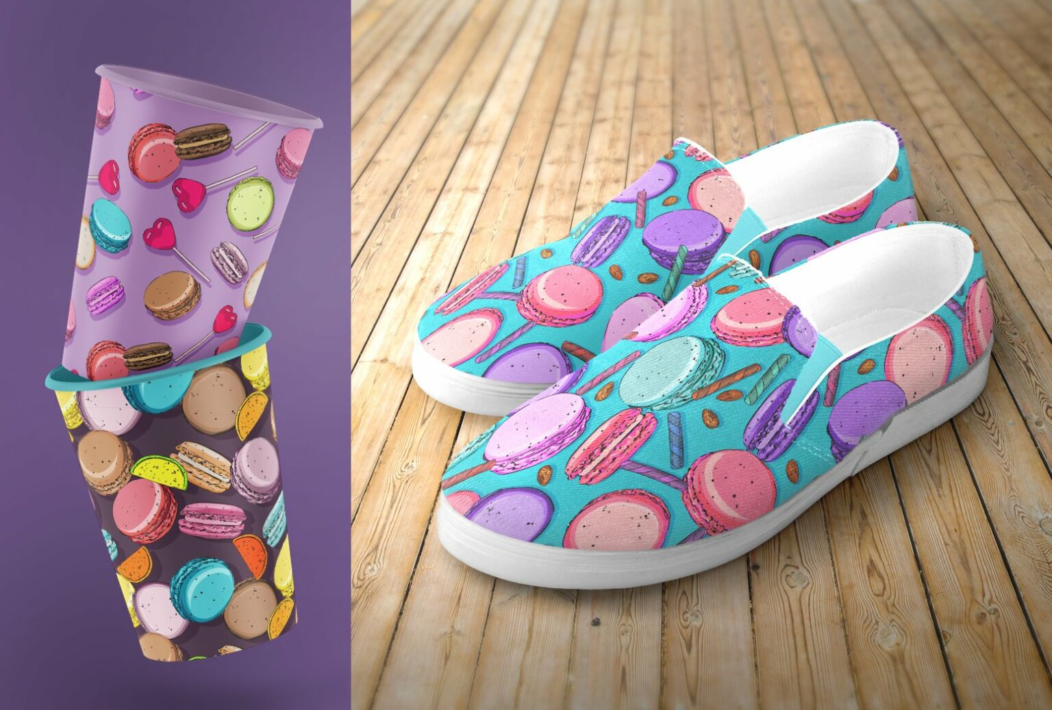 Vector patterns. Macaron, sweets – MasterBundles