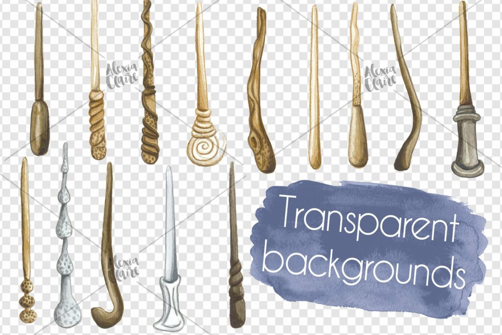 Watercolour Wooden Magic Wands – MasterBundles