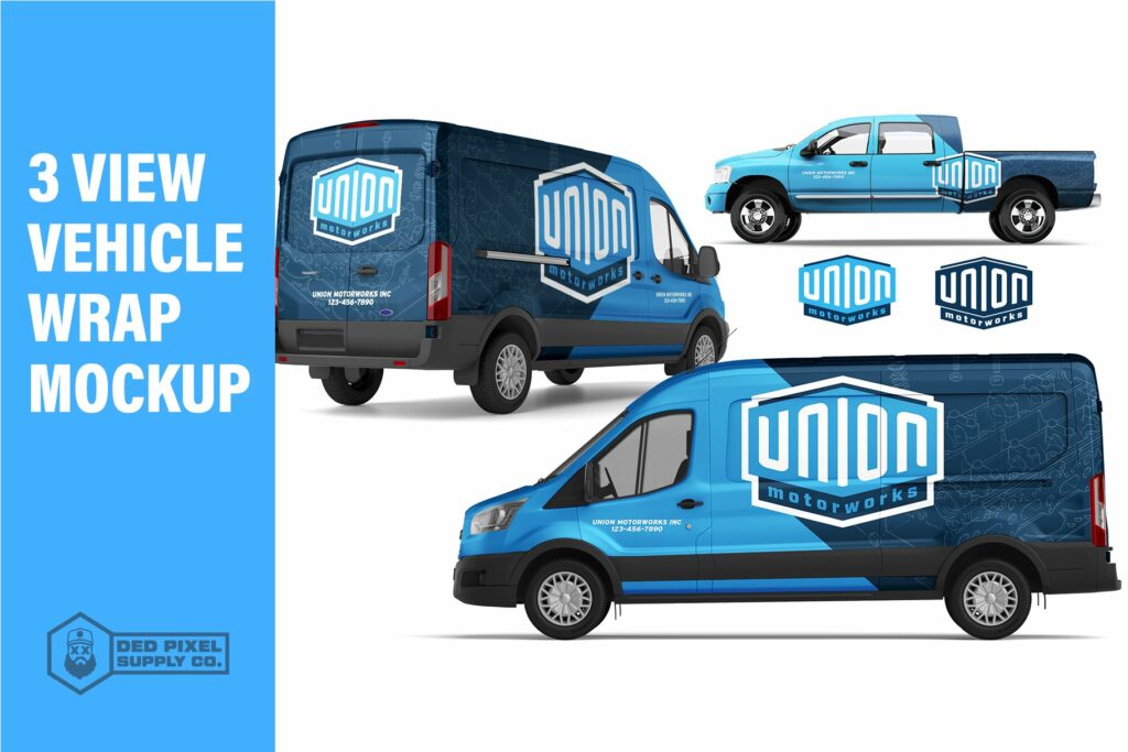 3 View Vehicle Wrap MockUp – MasterBundles