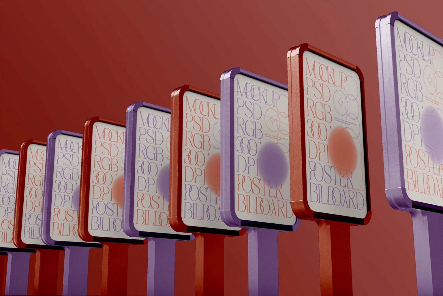 3d Array of Kiosk Ad Mockup – MasterBundles