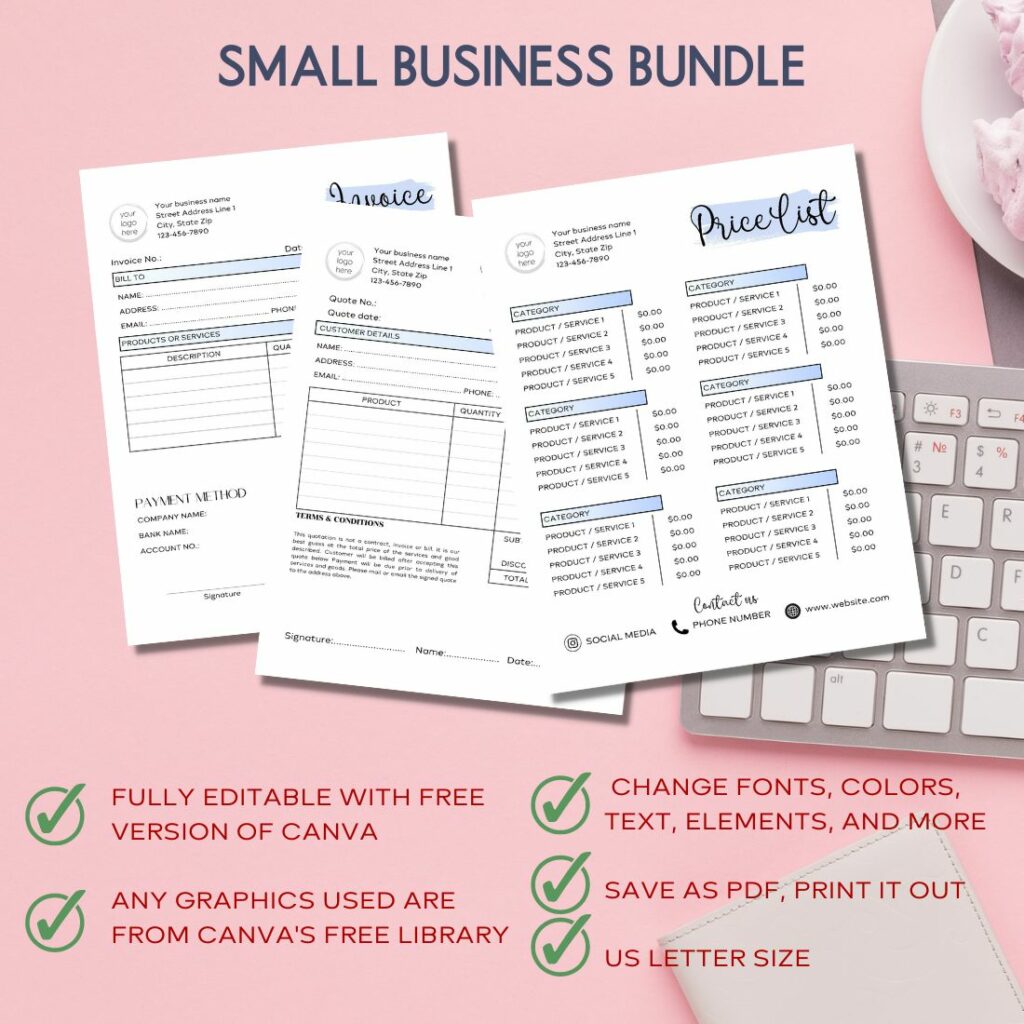 Small Business Bundle Documents - Editable in CANVA - MasterBundles