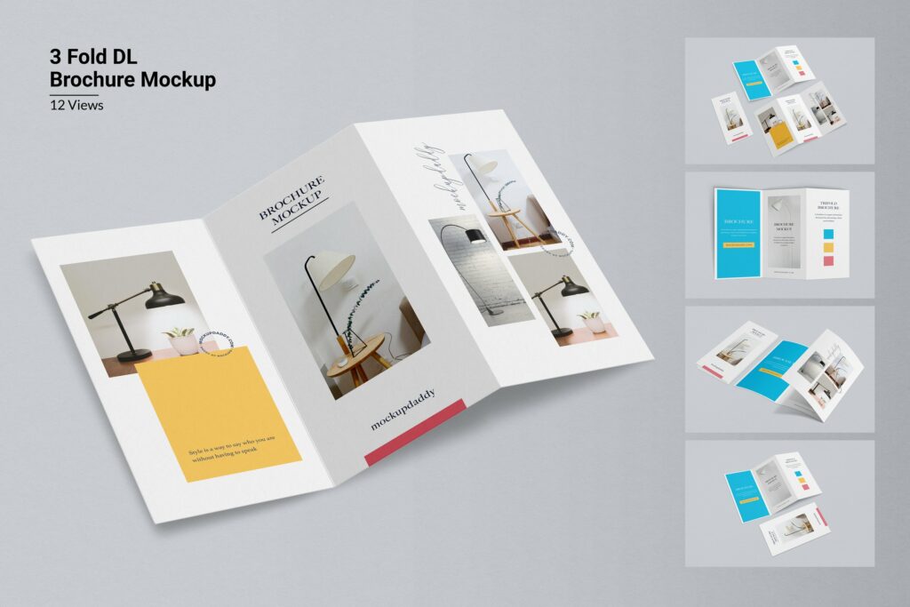 3 Folds DL Brochure Mockup – MasterBundles