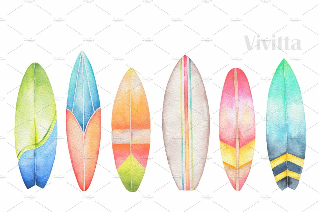 Surfing watercolor clipart set – MasterBundles
