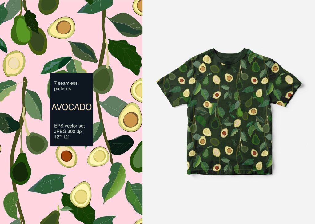 Avocado vector seamless set – MasterBundles