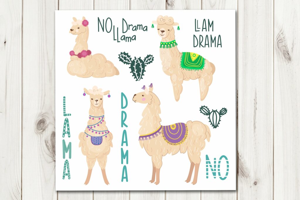 Llama and alpaca vector clip art – MasterBundles