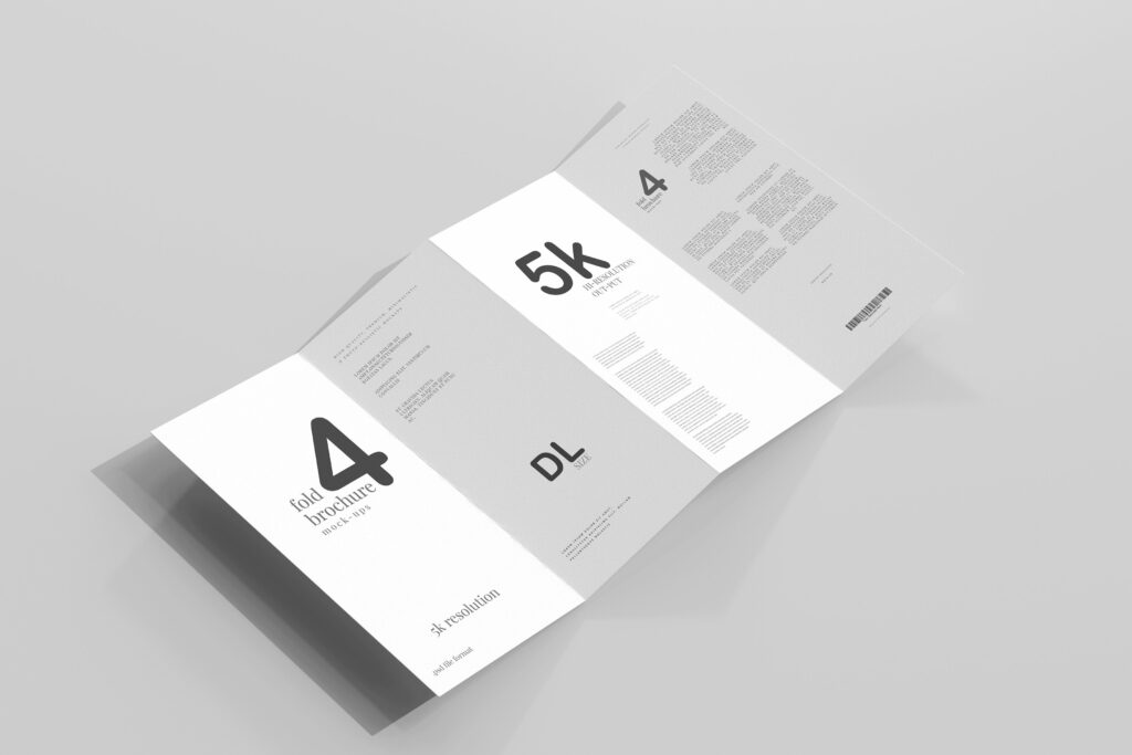 DL Size Four-Fold Brochure Mockup – MasterBundles
