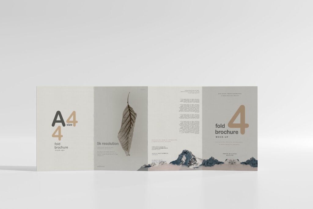 A4 Size Four Fold Brochure Mockup – MasterBundles