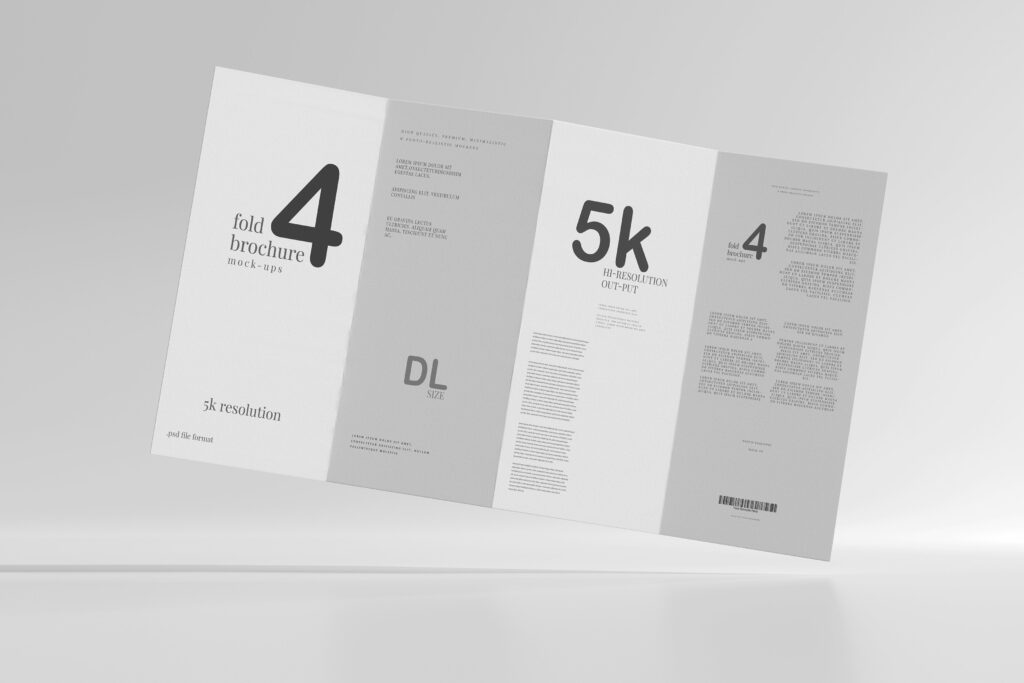 DL Size Four-Fold Brochure Mockup – MasterBundles