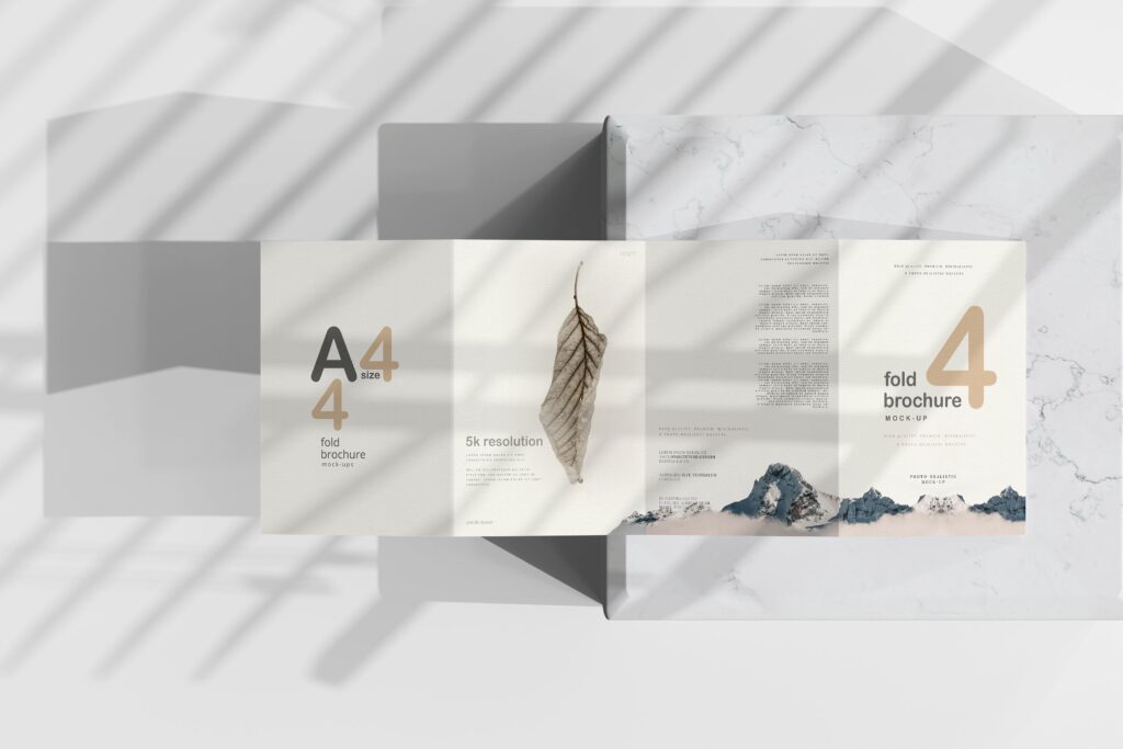 A4 Size Four Fold Brochure Mockup – MasterBundles