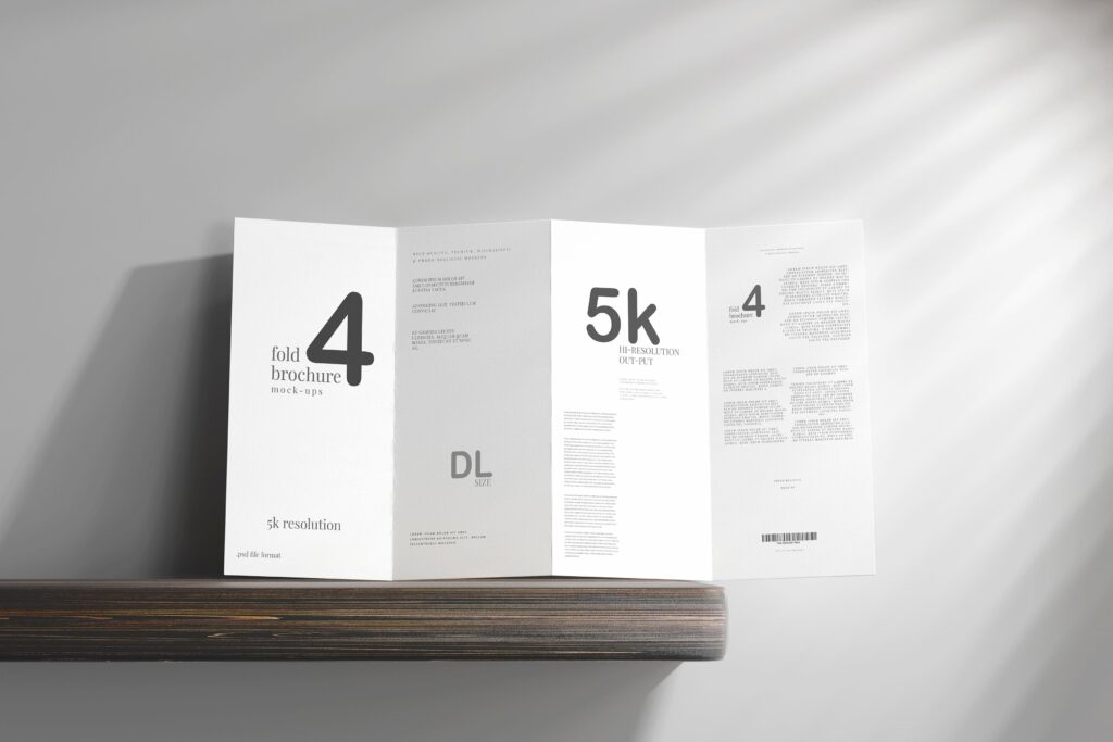 DL Size Four-Fold Brochure Mockup – MasterBundles