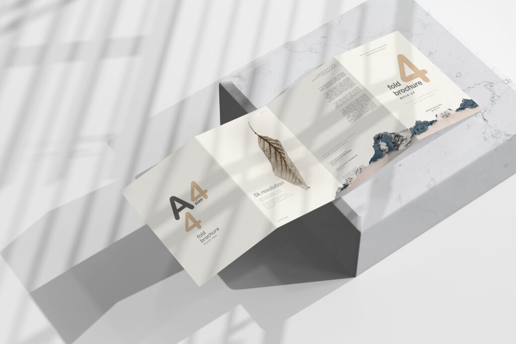 A4 Size Four Fold Brochure Mockup – MasterBundles