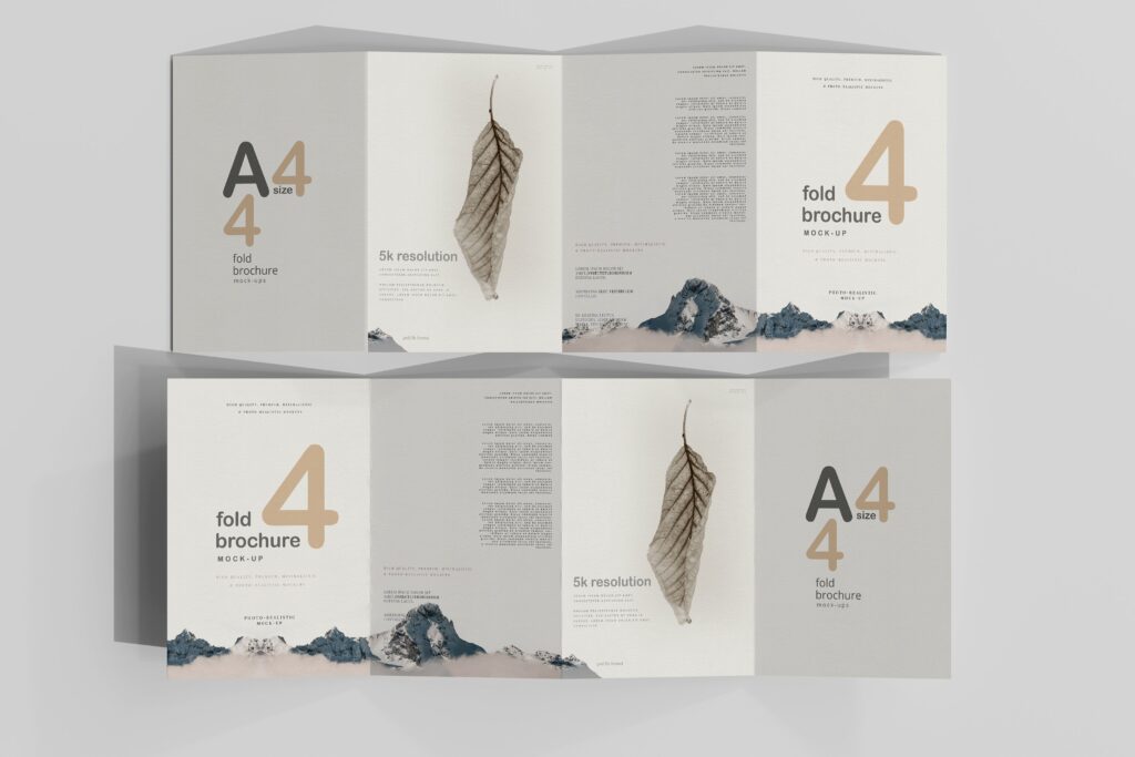 A4 Size Four Fold Brochure Mockup – MasterBundles